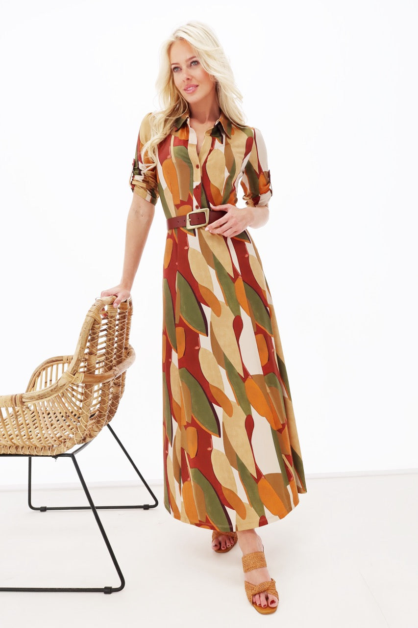 K-design - Maxi dress met print, knopen en bijpassende riem (Y332 ...