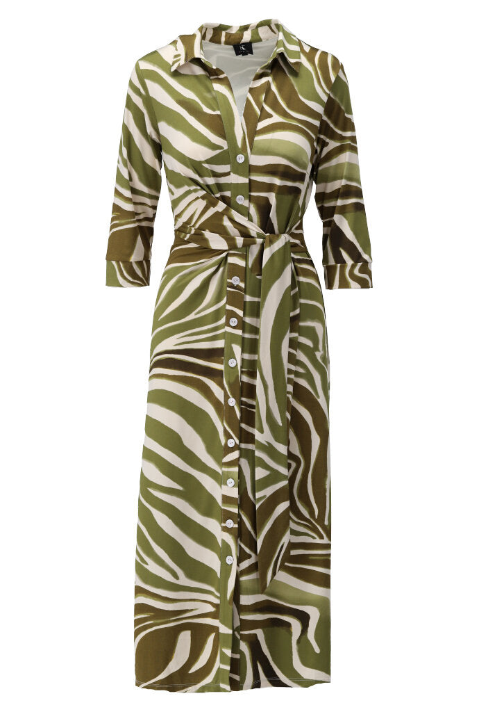 K-design - Maxi dress met print, knopen en vaste riem (Y302) | What Els!