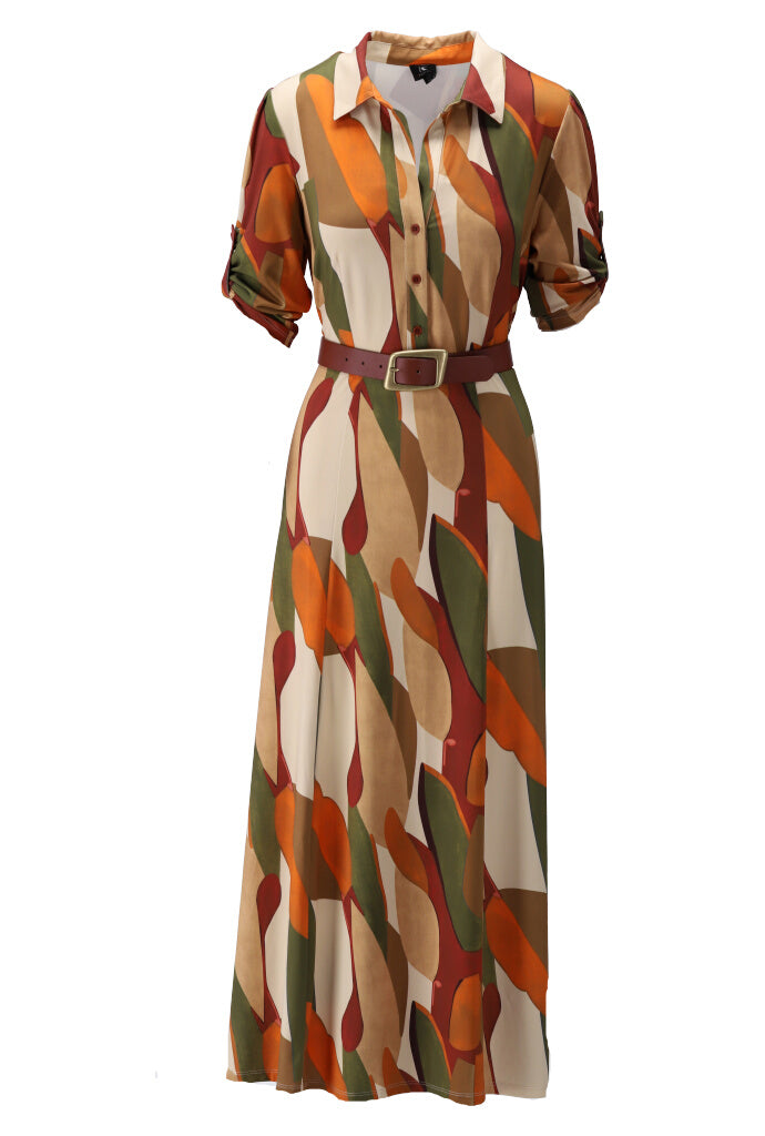 K-design - Maxi dress met print, knopen en bijpassende riem (Y332 ...