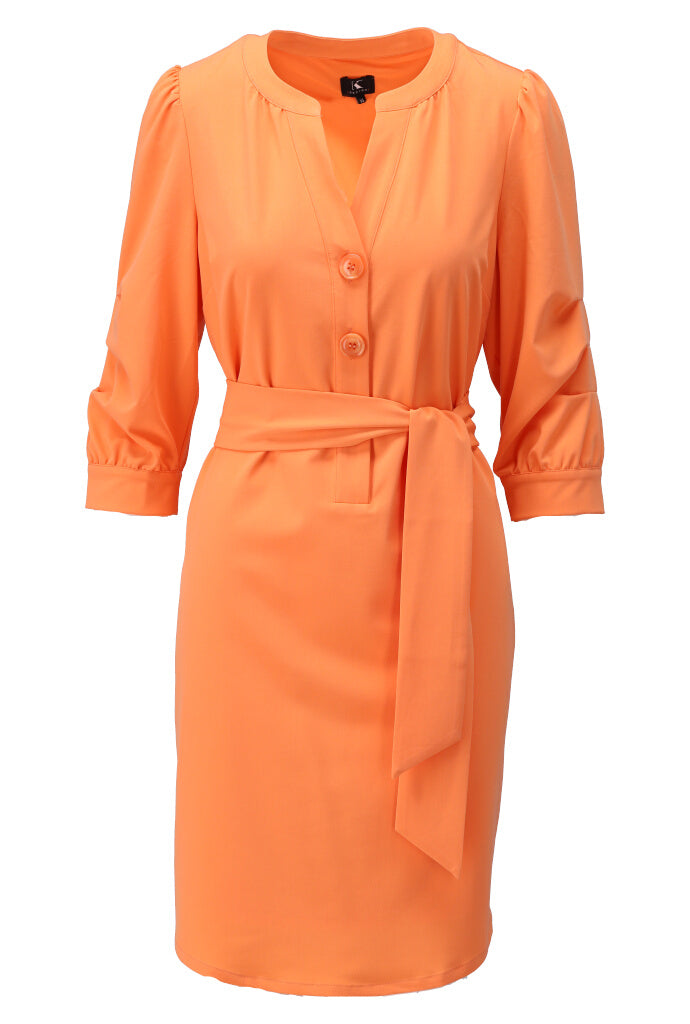 K-design - Mini dress met knopen en stoffen riem (Y660) | What Els!